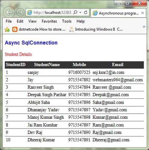 Async SqlConnection in ASP.Net 4.5